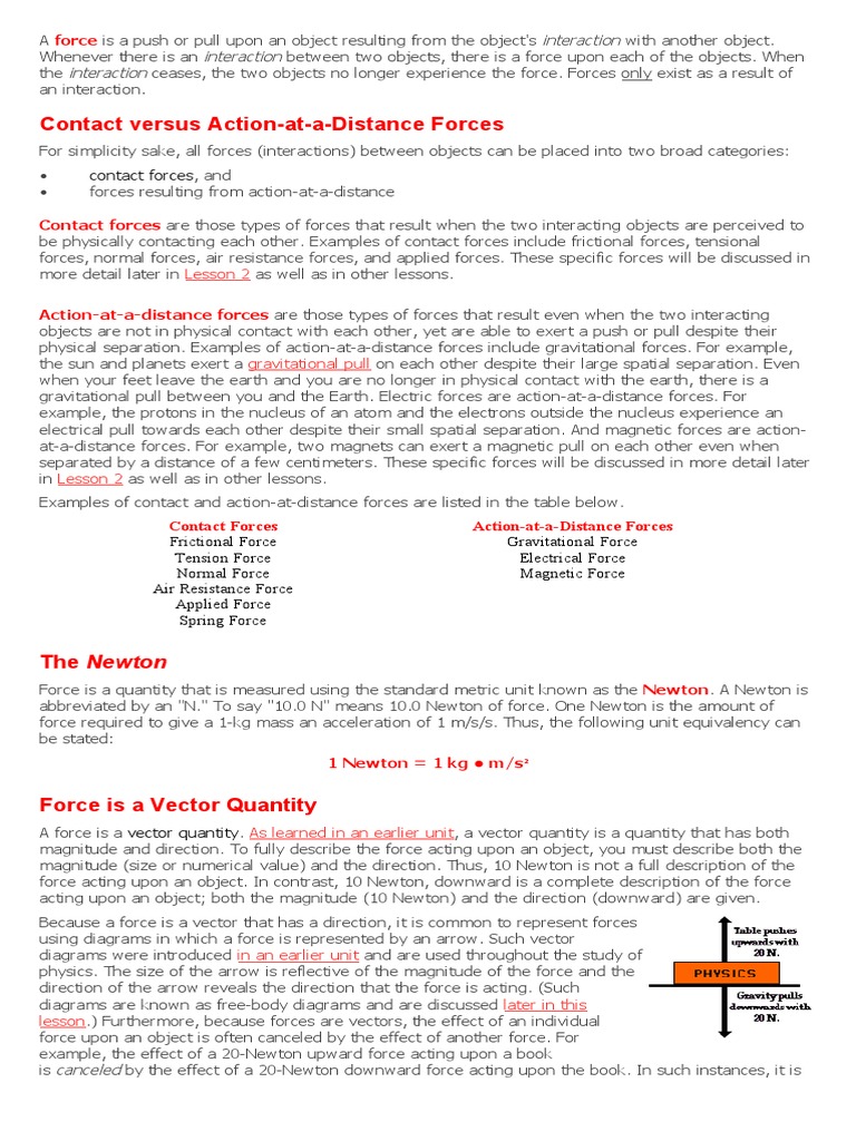 Contact Versus Action-at-a-Distance Forces | PDF