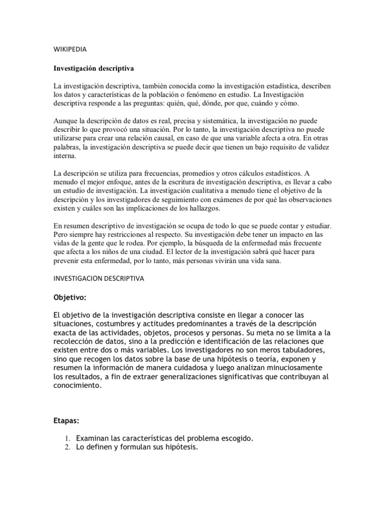 INVESTIGACION DESCRIPTIVA