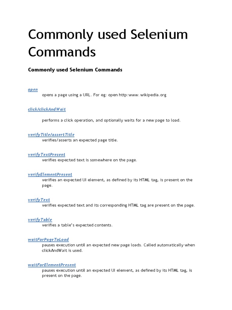 Commonly Used Selenium Commands | PDF