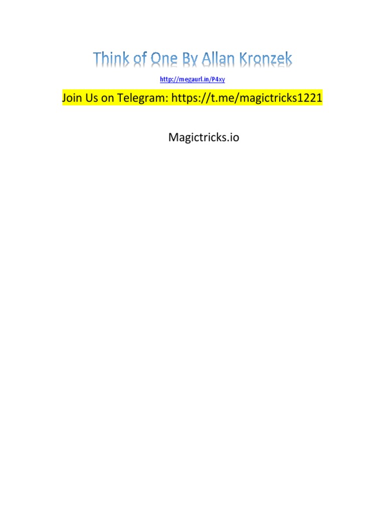 Think of One by Allan Kronzek | PDF