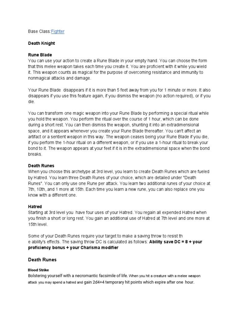 Death Knight Rune Blade: Fighter | PDF | Leisure | Sports