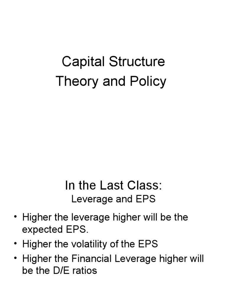 Capital Structure Theory and Policy | PDF | Capital Structure | Cost Of ...