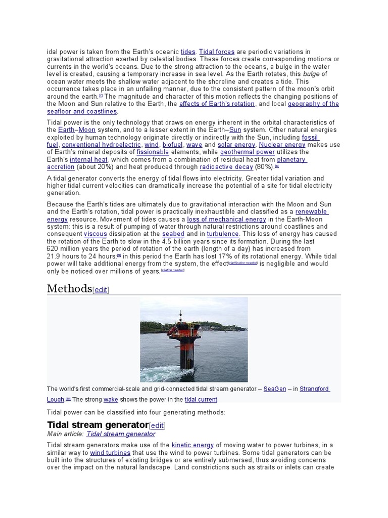 Methods: Tidal Stream Generator | PDF | Tide | Earth