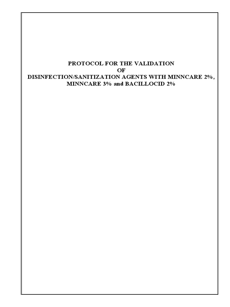 Disinfectant Validation Protocol | PDF | Disinfectant | Sterilization ...