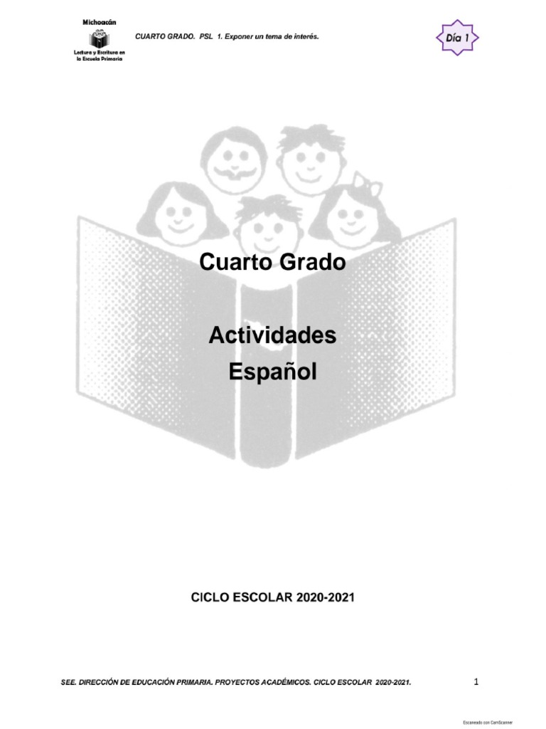 Cuarto Grado. Actividades Español. Aprendiendo en Casa | PDF