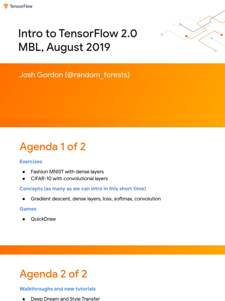 Tensorflow 2 - 0 Slides PDF | PDF | Cybernetics | Computational ...