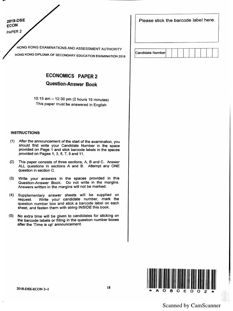 2018 Dse Econ Paper 2 Pdf Pdf