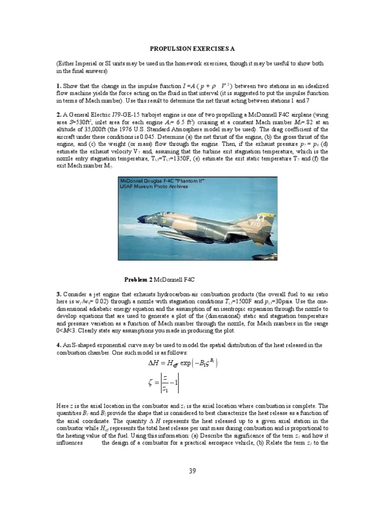 Propulsion Homework Exercises A 12 08 Pdf Turbine Gas Technologies