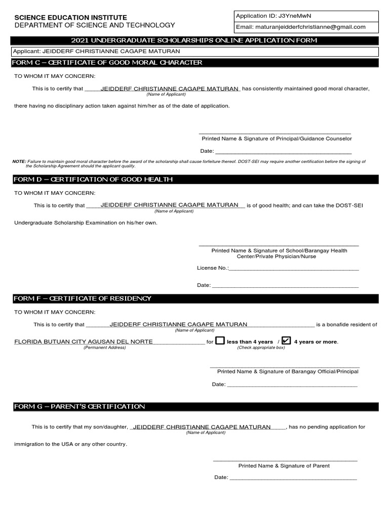 2021 Undergraduate Scholarships Online Application Form: Department of ...