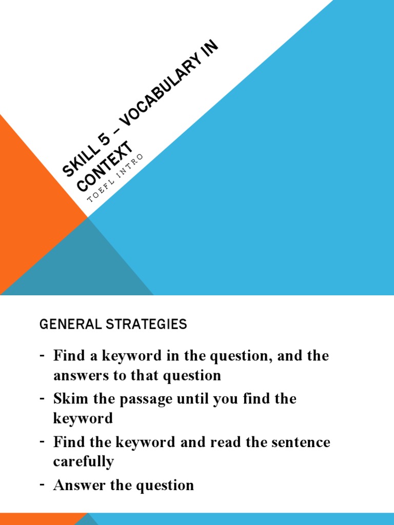 Intro Skill 5 - Vocabulary in Context | PDF