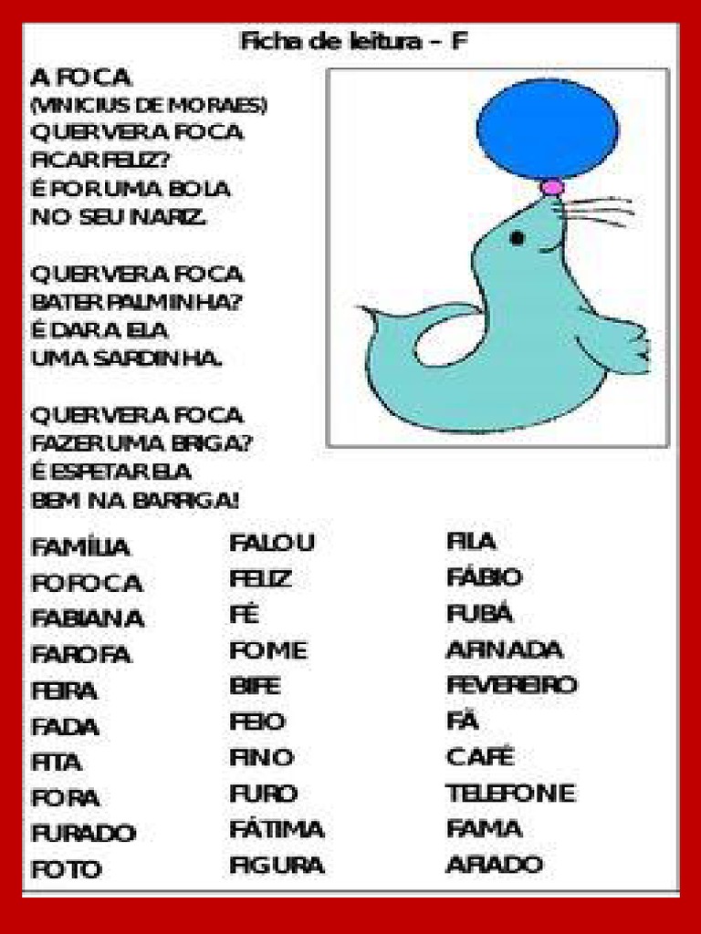 Ficha de Leitura A Foca PDF | PDF