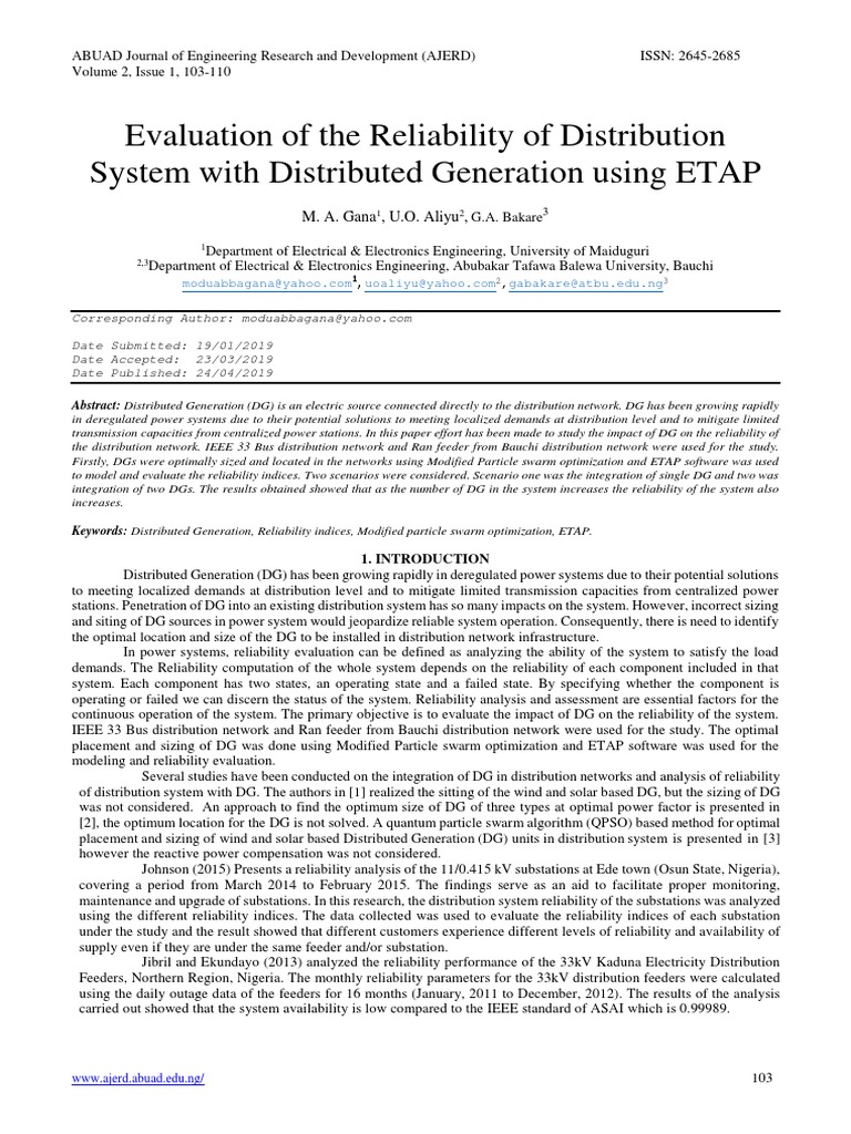 Reliability of Distribution System With Distributed Generation Using ...
