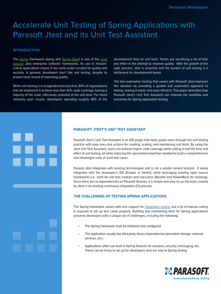 Accelerate Unit Testing Of Spring Applications With Parasoft Jtest And 