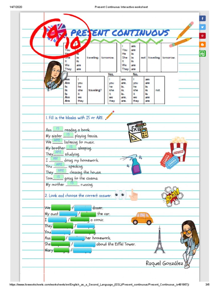 Present Continuous Interactive Worksheet | PDF