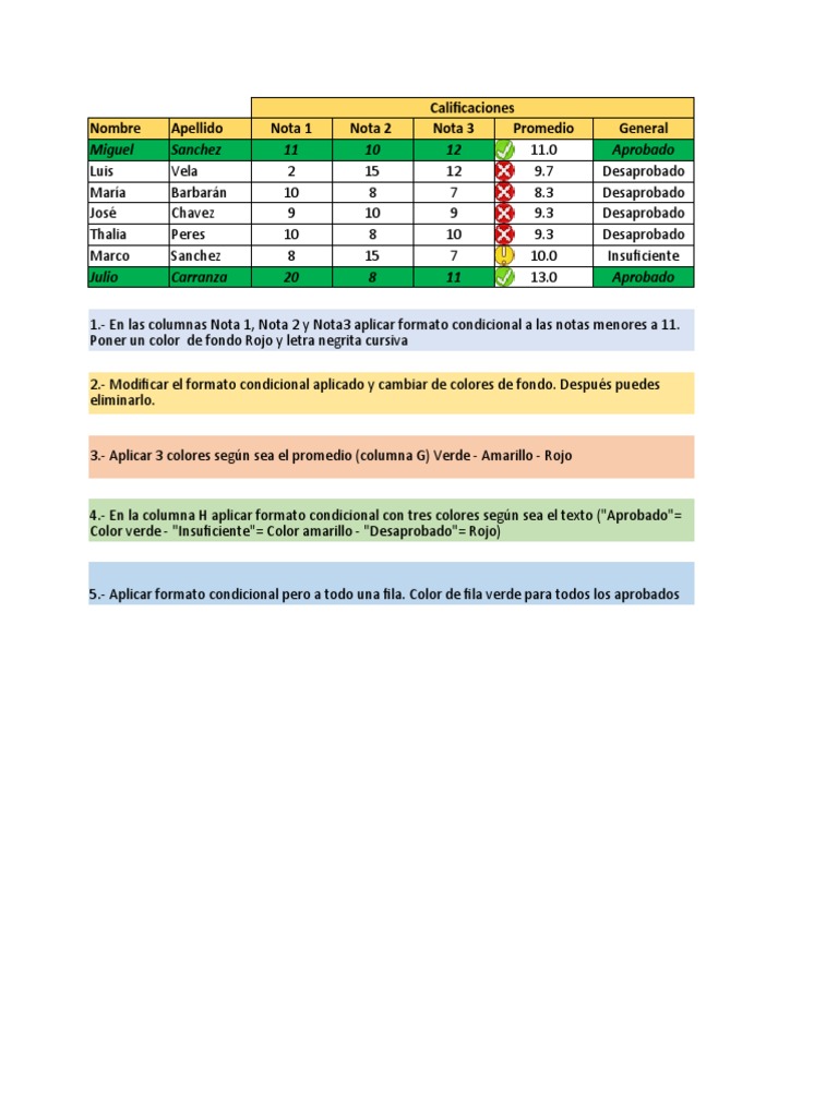 Formato Condicional Ejercicios | PDF | Deportes