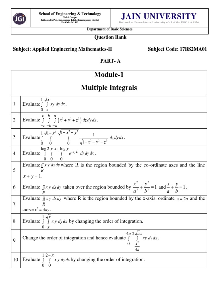 Module-1 Multiple Integrals | PDF | Integral | Theoretical Physics