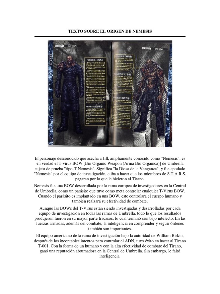 Origen y habilidades de Nemesis en Resident Evil | PDF | Ocio | Deportes