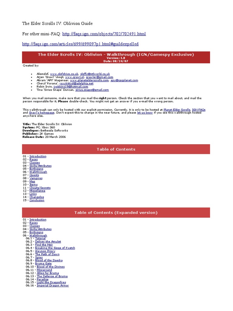 The Elder Scrolls IV - Oblivion Guide | PDF | Leisure