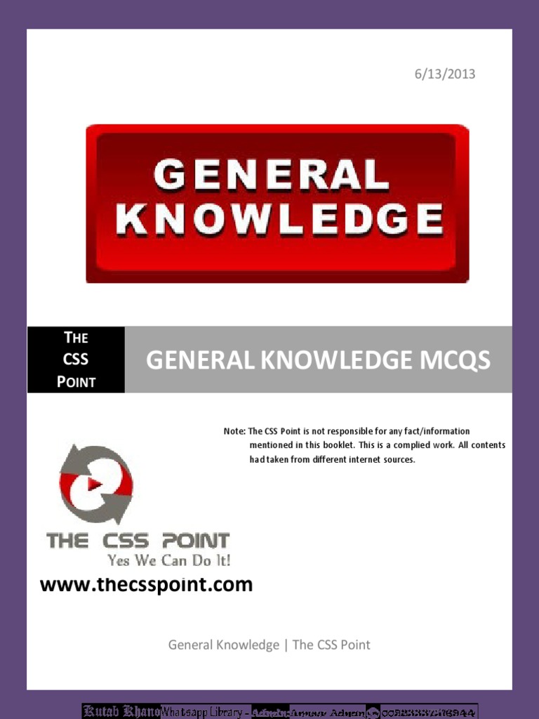 General Knowledge MCQS With Answers PDF | PDF