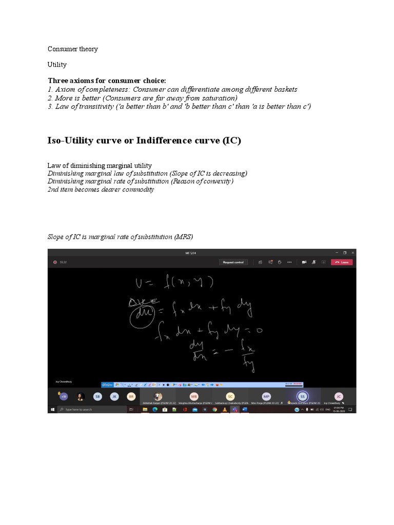 Iso-Utility Curve or Indifference Curve (IC) : Three Axioms For ...