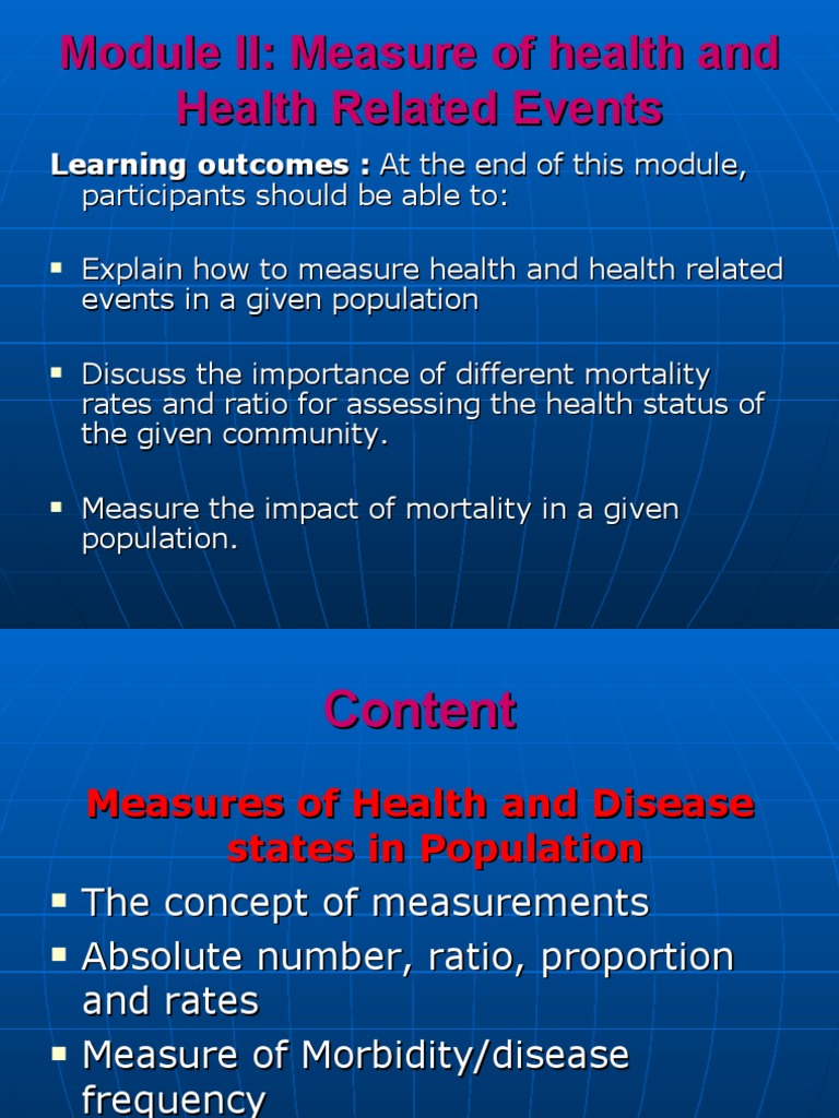 Measuring Health and Disease (Session 7 and 8) 2 | PDF | Incidence ...