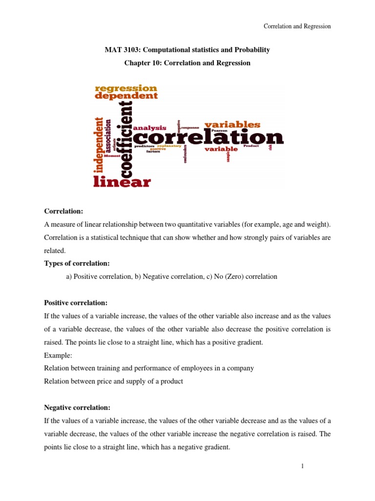 Correlation And Regression Pdf Correlation And Dependence Regression Analysis 5205