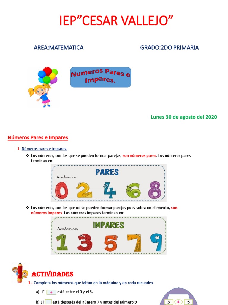 Numeros Pares e Impares PDF | PDF