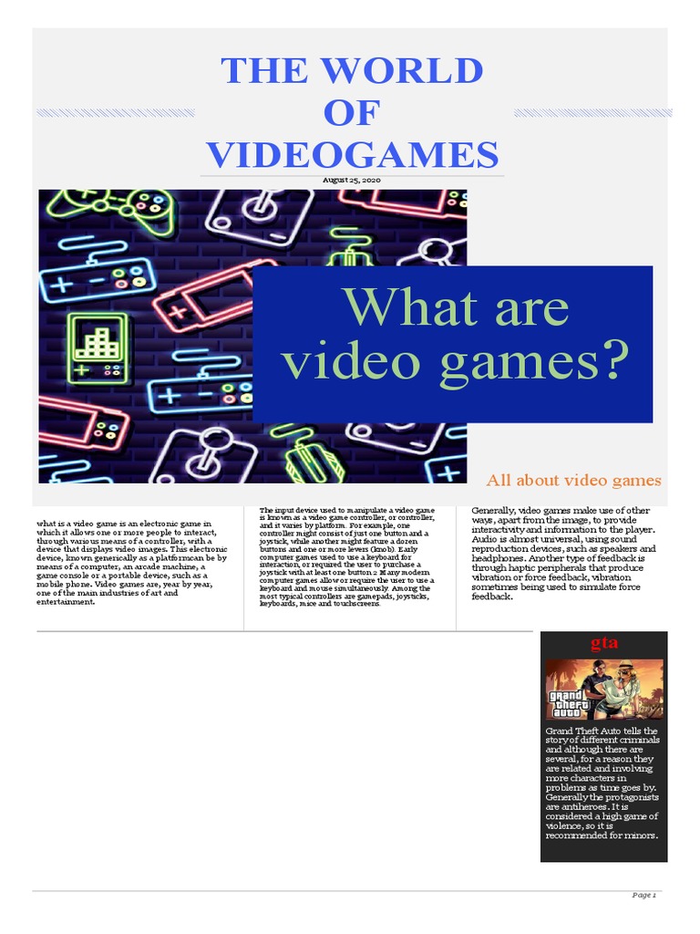 The World OF Videogames: What Are Video Games ? | PDF | Video Games ...