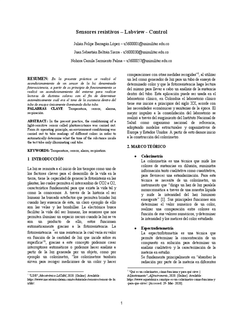 Lab Colorimetro | PDF | Espectrofotometria | Ligero