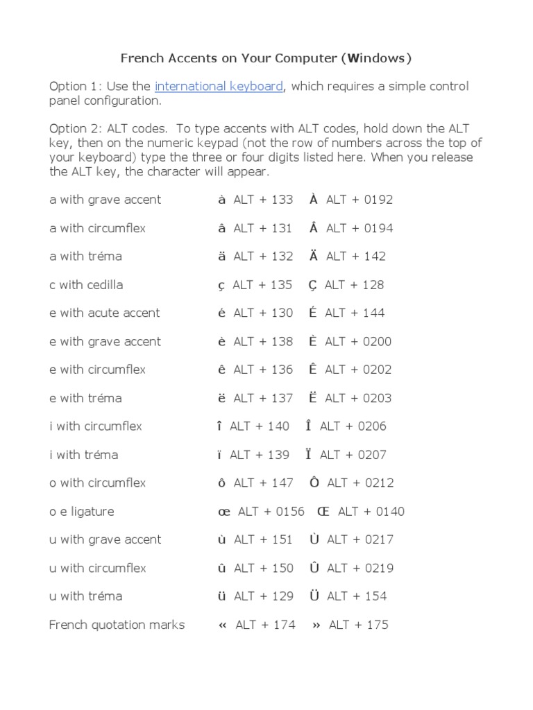 French Accents On Your Computer PDF | PDF | Text | Collation