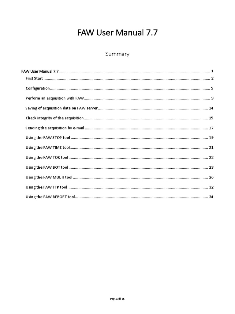 FAW User Manual 7.7: Pag. 1 Di 35 | PDF | File Transfer Protocol ...