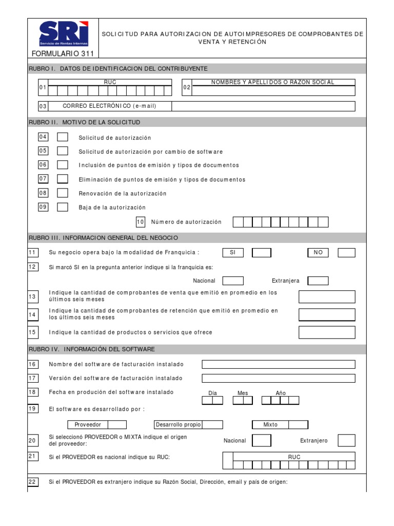 formulario_311_autoimpresores[1] | Auditoría | Software