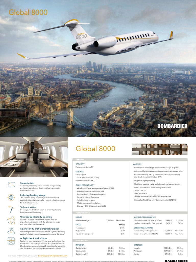 Aircraft Brochure Bombardier Global8000 Factsheet - EN | PDF | Jet ...