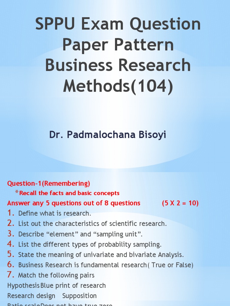 SPPU Exam Question Paper Pattern Business Research Methods | PDF | Type ...