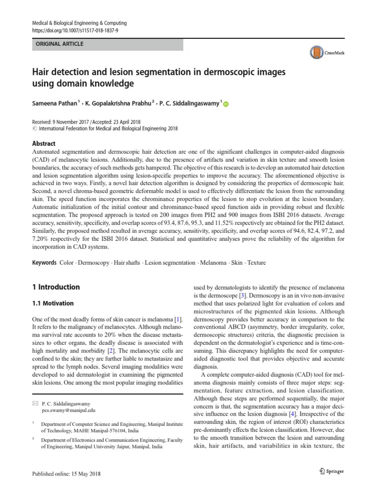 Hair Detection and Lesion Segmentation in Dermoscopic Images Using ...