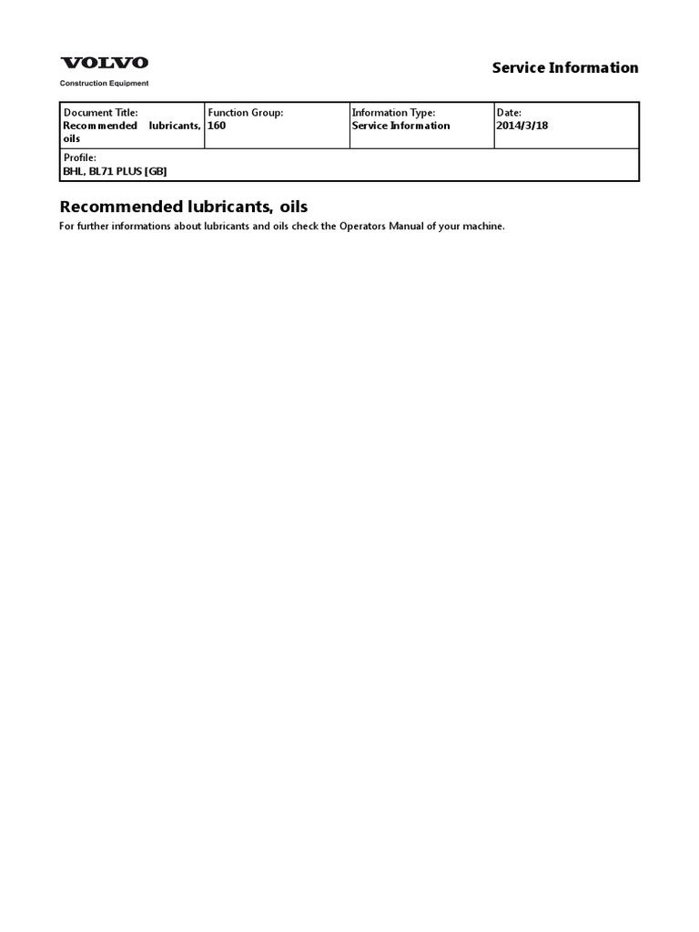 Volvo BL71 Maintenance Guidelines | PDF | Axle | Transmission (Mechanics)