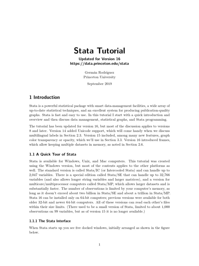 Stata Tutorial: Updated For Version 16 | PDF | String (Computer Science) | Regression Analysis