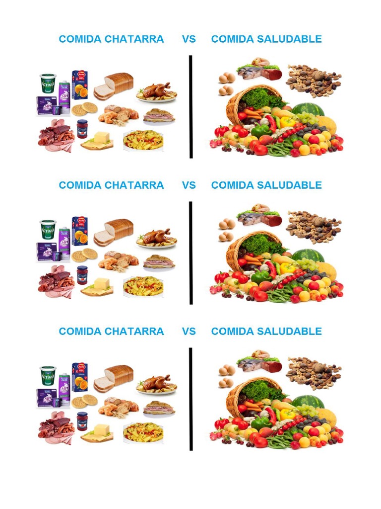 Comida Chatarra VS Comida Saludable PDF | PDF