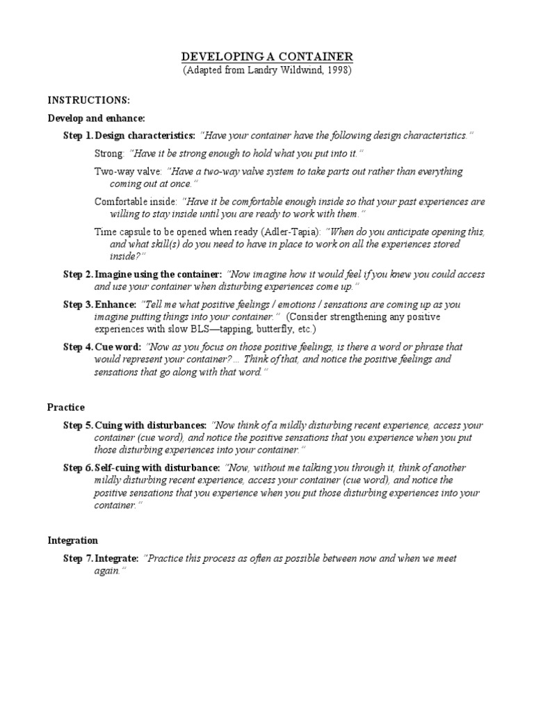 Container Exercise for EMDR Practice | PDF