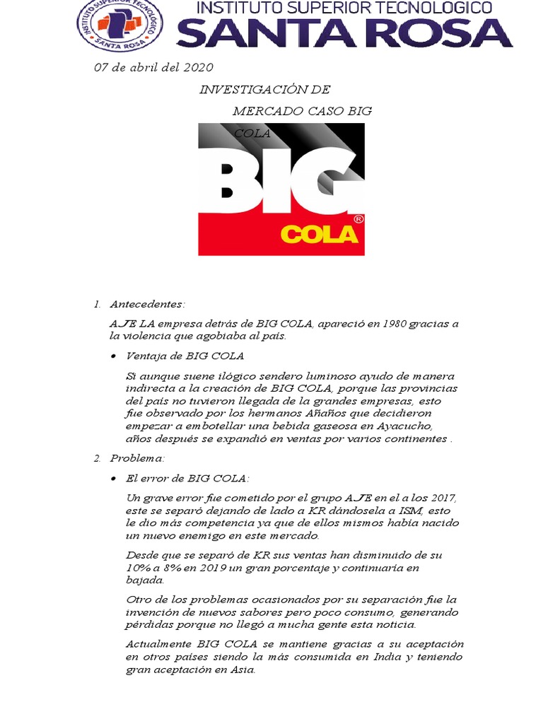 Caso Big Cola | PDF | Refresco | Economias