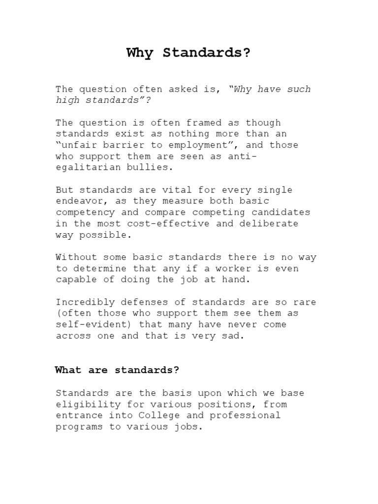 Why Standards | PDF | Professional Certification | Standardized Tests