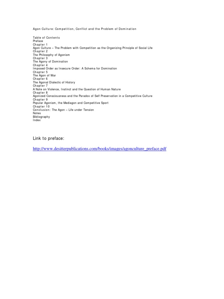 Agon Culture Table of Contents PDF | PDF