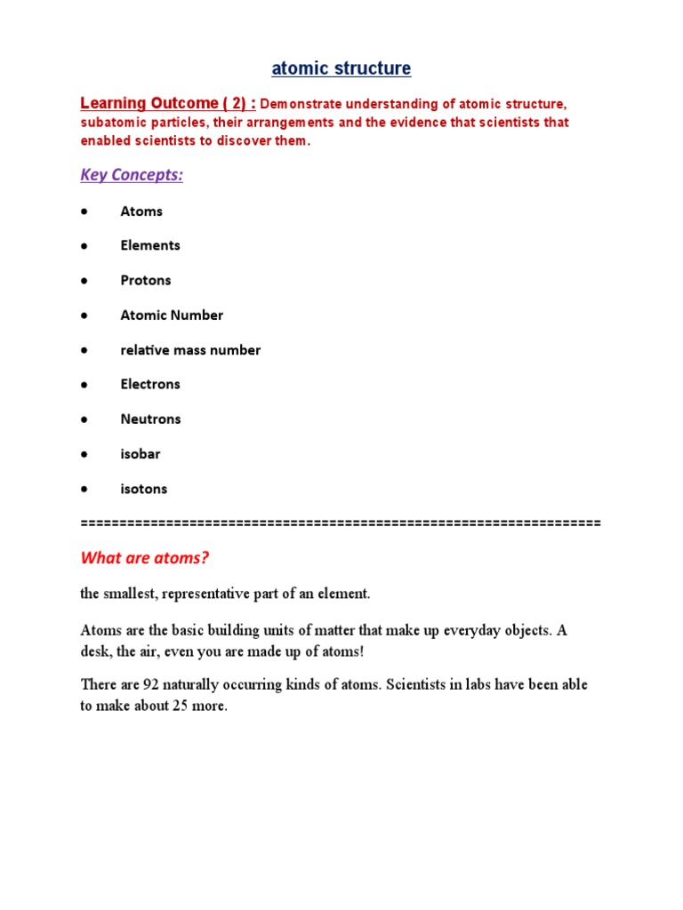 Atomic Structure: Protons, Neutrons, Electrons | PDF | Atomic Nucleus ...
