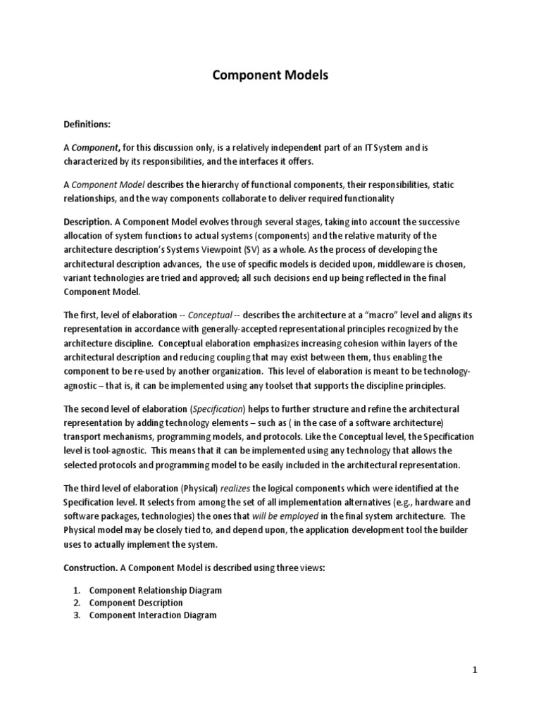 Vol 1 Sect 7-2-1 Component Models | PDF | Unified Modeling Language ...