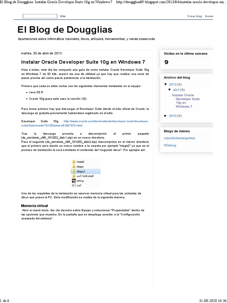 Instalar Oracle 10g en Win7 32-bit | PDF | Windows 7 | Java (lenguaje ...