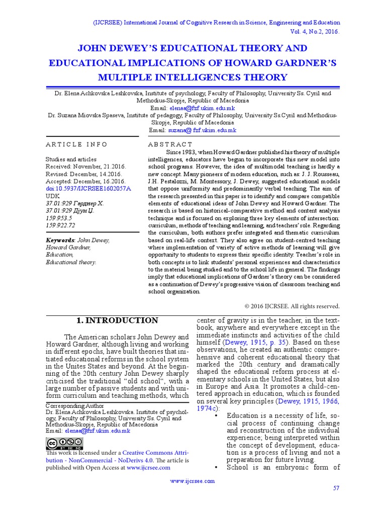 John DeweyS Educational Theory and Educational Im PDF | PDF | John ...