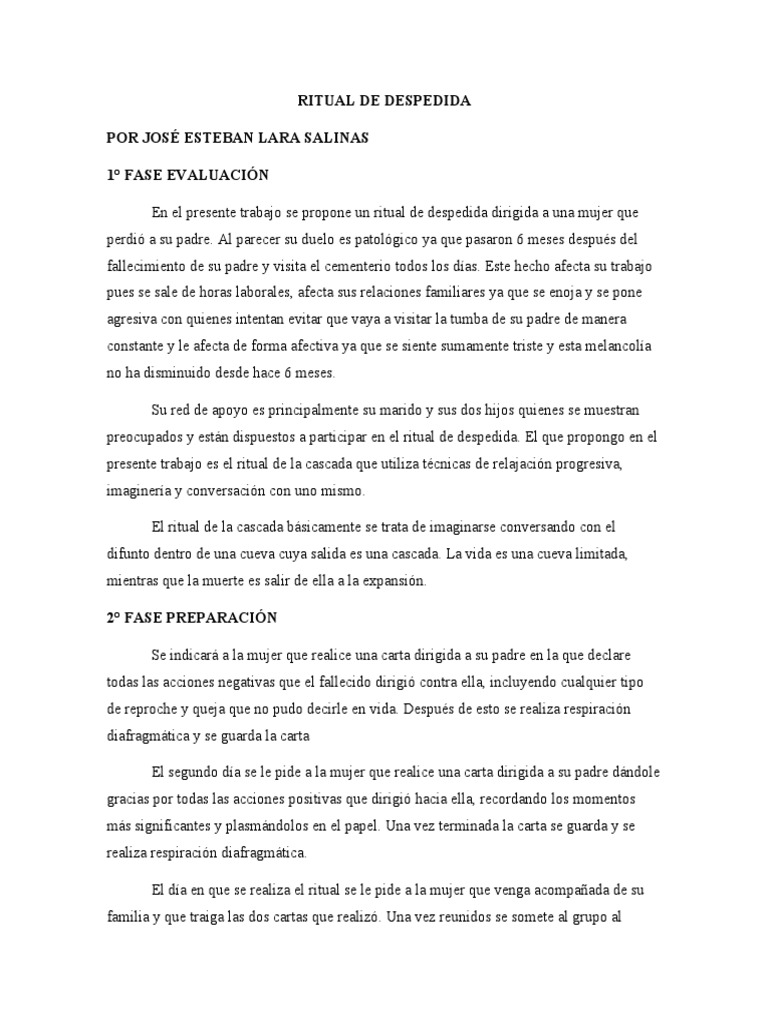 Ritual De Despedida Pdf Rituales