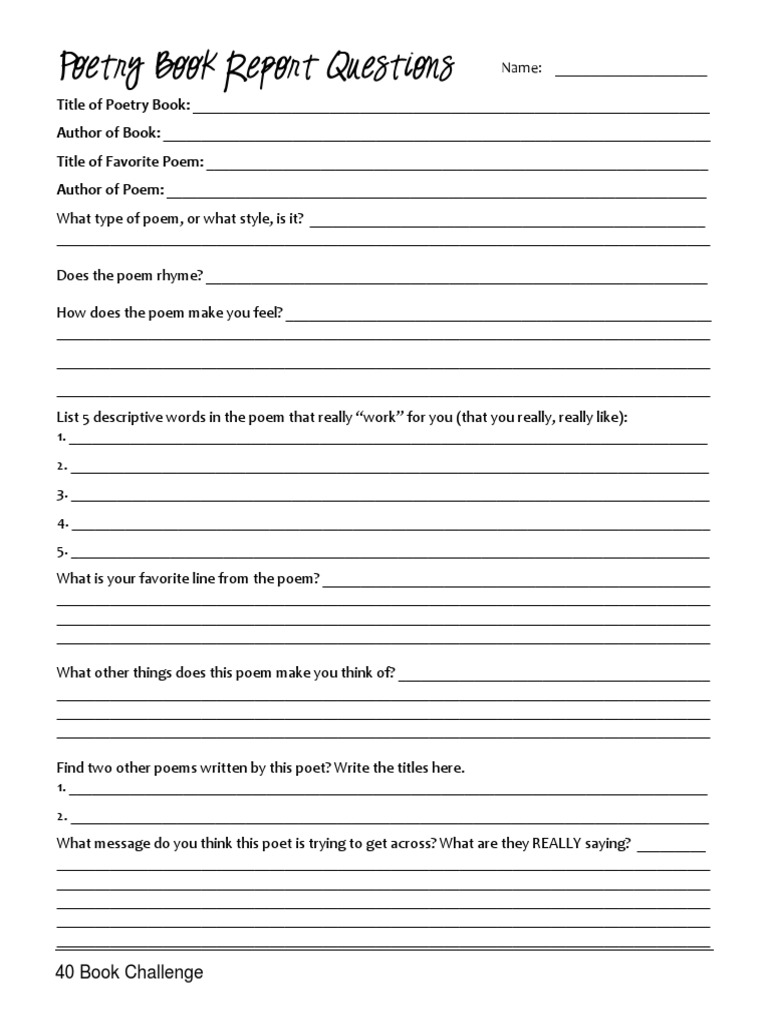 40 Book Poetry Report PDF | PDF | Poetry | Poems