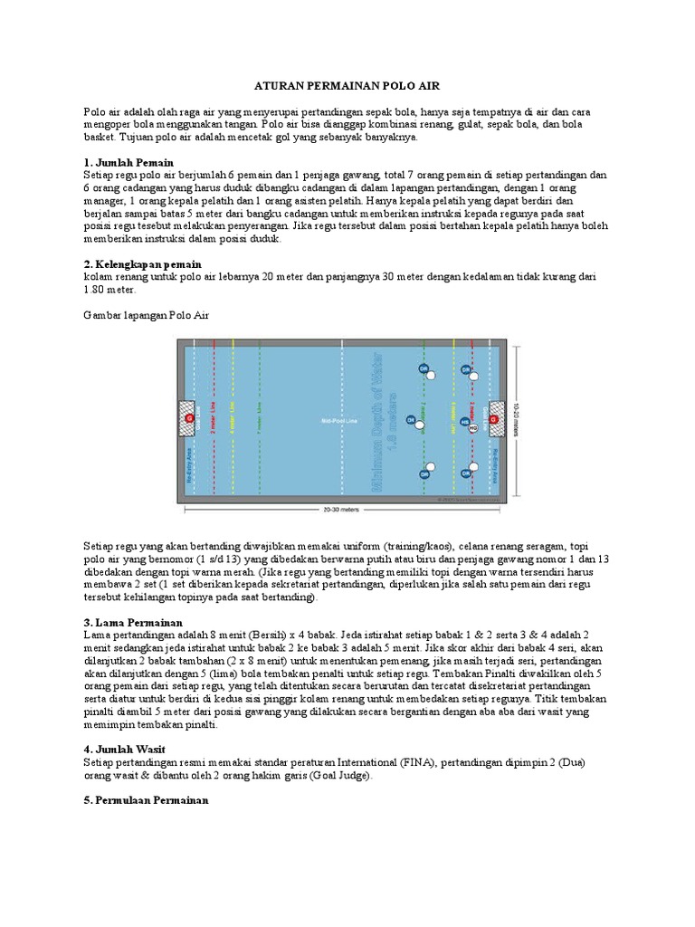 Aturan Permainan Polo Air | PDF