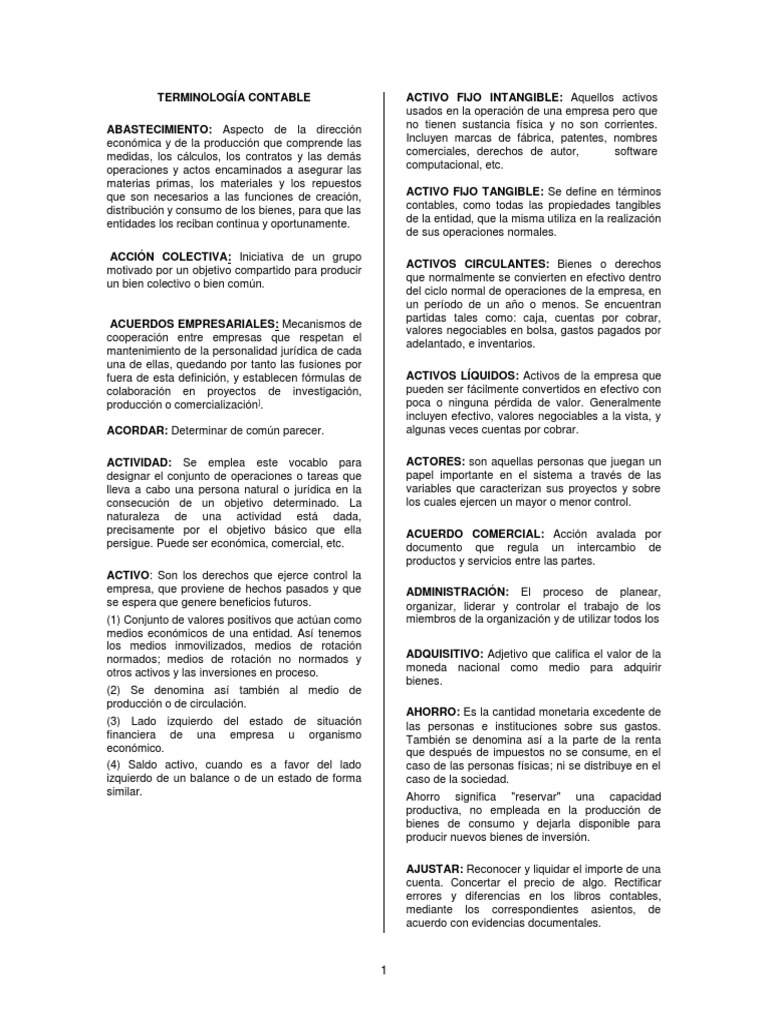 Terminología Contable 2 PDF | PDF | Contabilidad | Bienes
